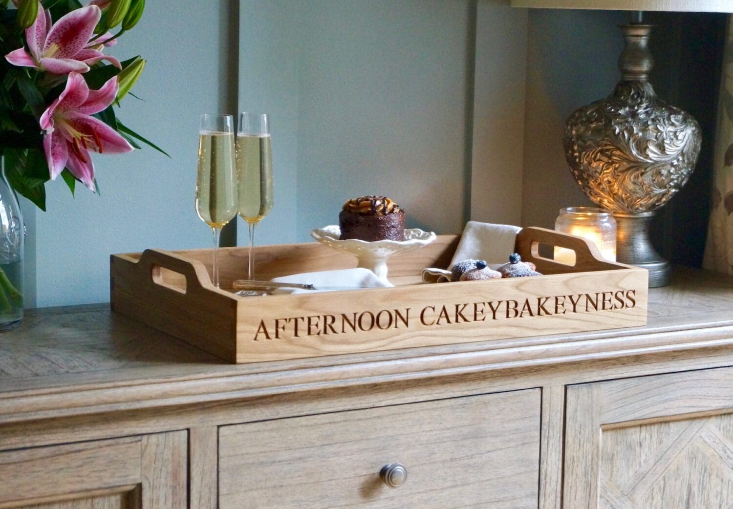 Large Wooden Butler Tray | MakeMeSomethingSpecial.com