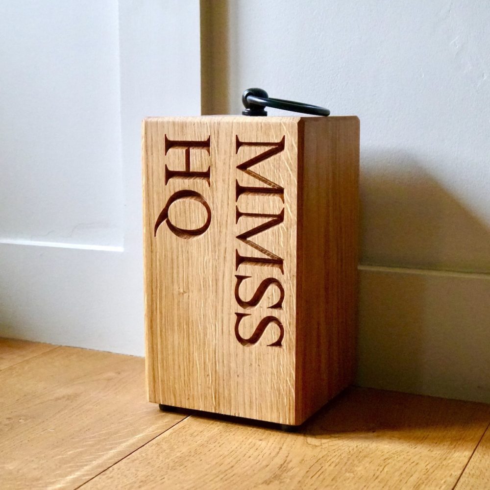 Flawless Engraved Oak Doorstops | MakeMeSomethingSpecial.com