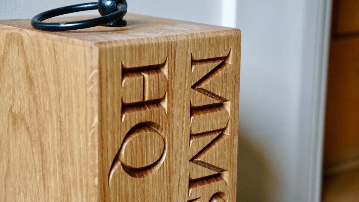 Flawless Engraved Oak Doorstops | MakeMeSomethingSpecial.com