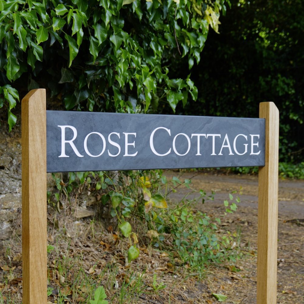 Engraved Slate Sign on Posts | MakeMeSomethingSpecial.com